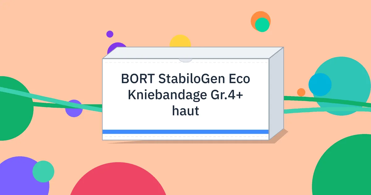 Symbolbild: Packung mit der Aufschrift BORT StabiloGen Eco Kniebandage Gr.4+ haut (PZN 16845277) – Verfügbarkeit und Bezug in Apotheken in Frankfurt am Main