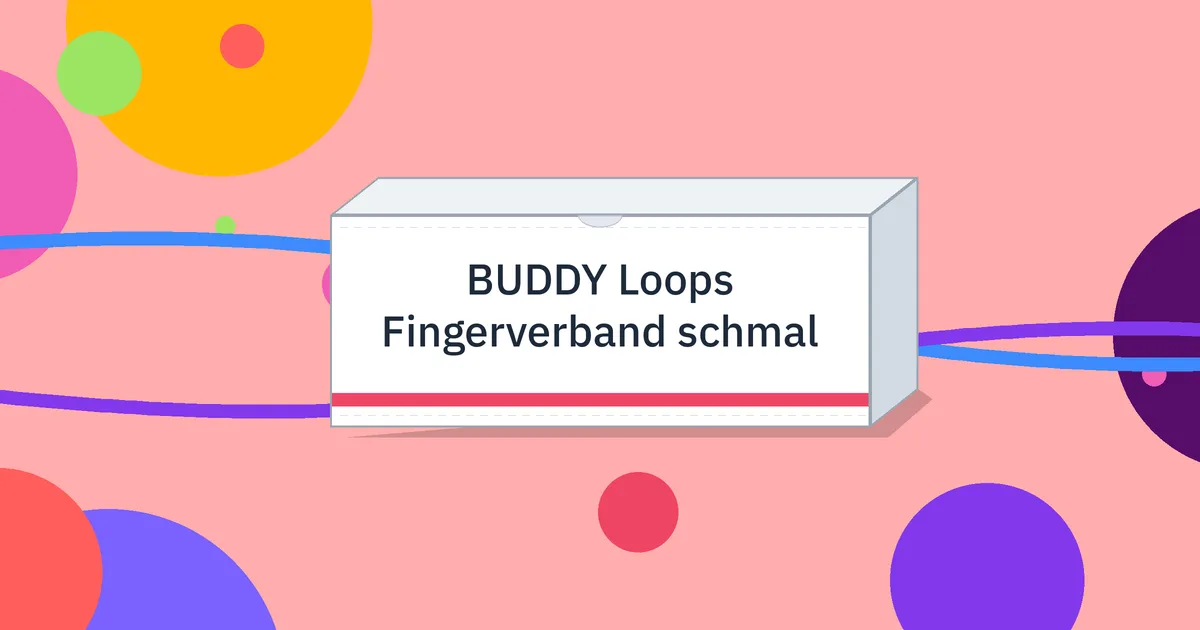 Symbolbild: Packung mit der Aufschrift BUDDY Loops Fingerverband schmal (PZN 06711328) – Verfügbarkeit und Bezug in Apotheken in Frankfurt am Main