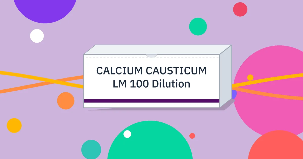 Symbolbild: Packung mit der Aufschrift CALCIUM CAUSTICUM LM 100 Dilution (PZN 12804212) – Verfügbarkeit und Bezug in Apotheken in Frankfurt am Main