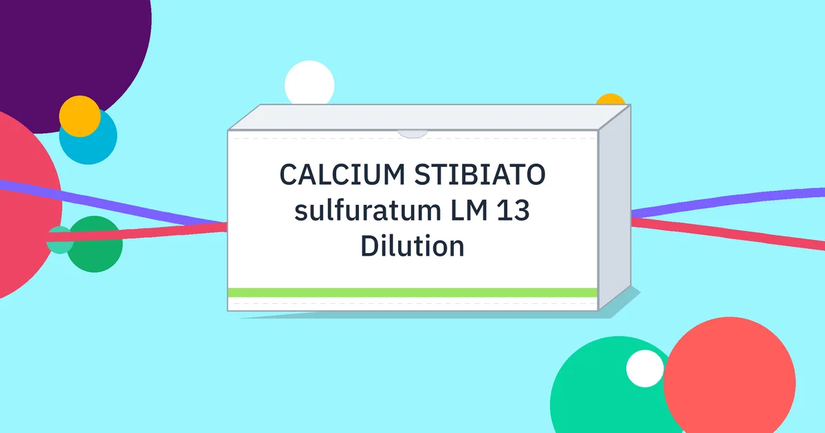 Symbolbild: Packung mit der Aufschrift CALCIUM STIBIATO sulfuratum LM 13 Dilution (PZN 12806547) – Verfügbarkeit und Bezug in Apotheken in Frankfurt am Main