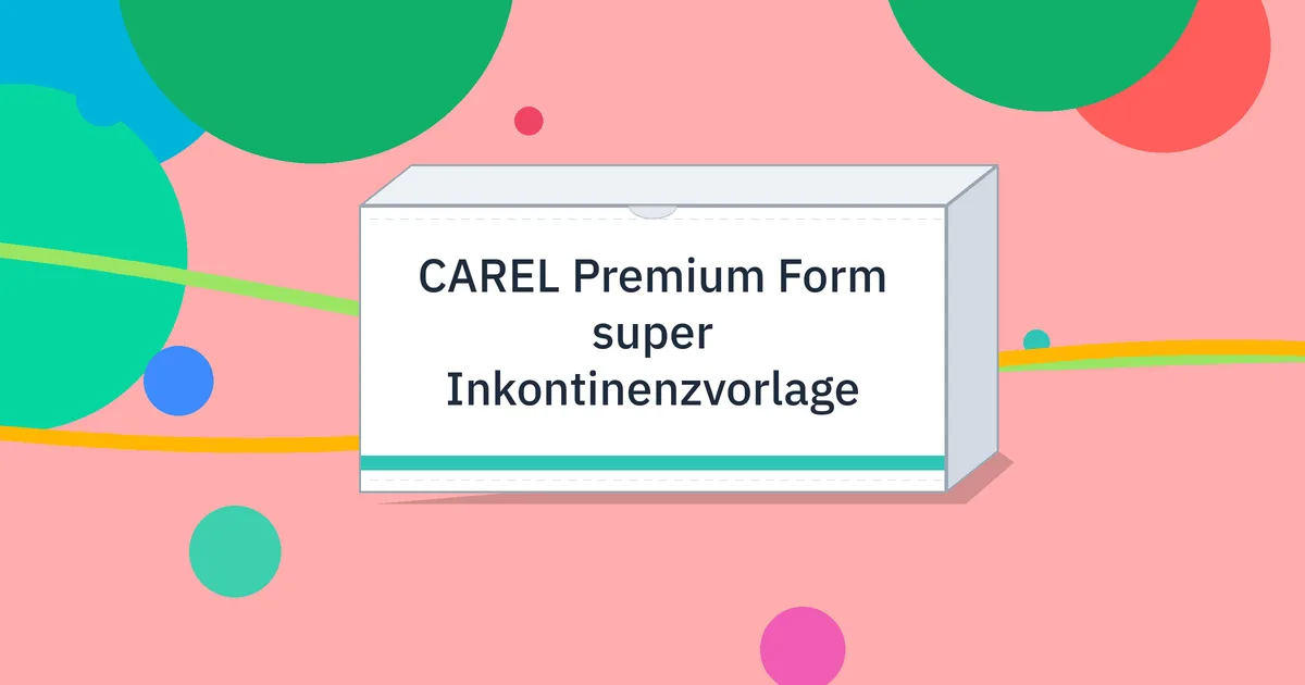 Symbolbild: Packung mit der Aufschrift CAREL Premium Form super Inkontinenzvorlage (PZN 20324555) – Verfügbarkeit und Bezug in Apotheken in Frankfurt am Main