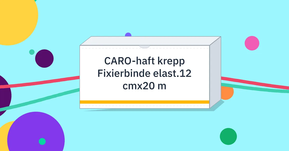 Symbolbild: Packung mit der Aufschrift CARO-haft krepp Fixierbinde elast.12 cmx20 m (PZN 11670324) – Verfügbarkeit und Bezug in Apotheken in Frankfurt am Main