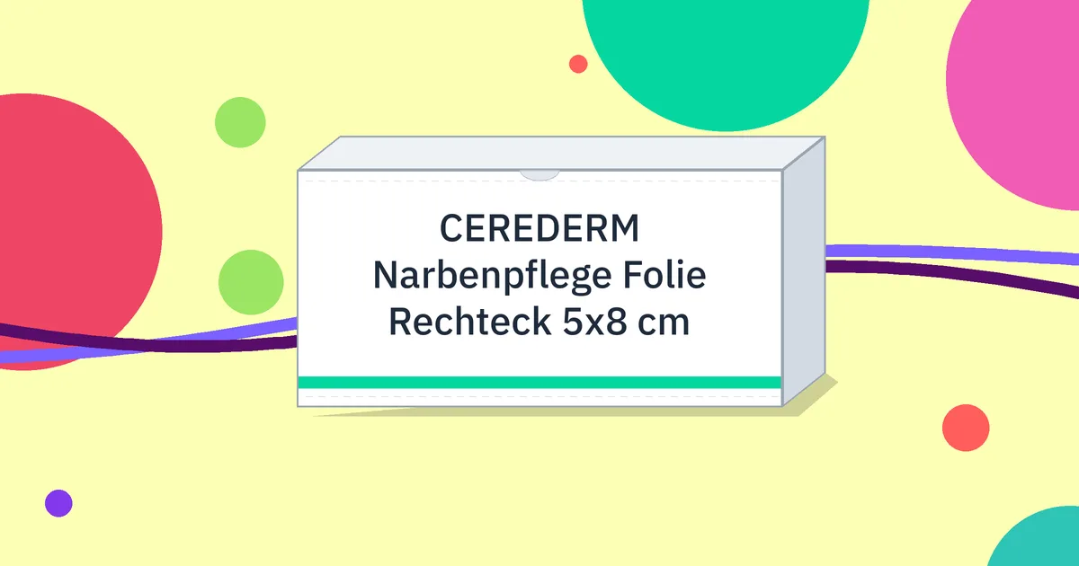 Symbolbild: Packung mit der Aufschrift CEREDERM Narbenpflege Folie Rechteck 5x8 cm (PZN 00597593) – Verfügbarkeit und Bezug in Apotheken in Frankfurt am Main