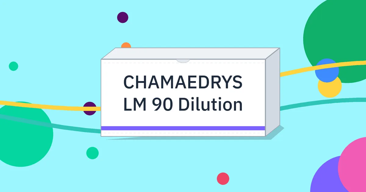 Symbolbild: Packung mit der Aufschrift CHAMAEDRYS LM 90 Dilution (PZN 13438778) – Verfügbarkeit und Bezug in Apotheken in Frankfurt am Main