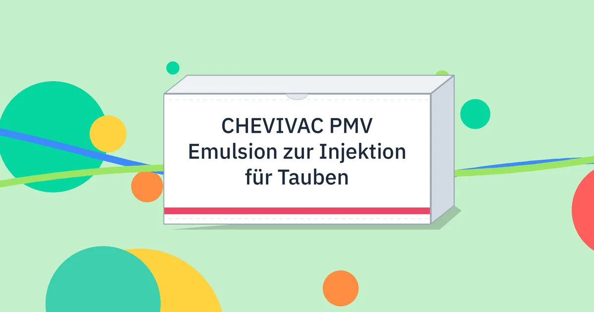 Symbolbild: Packung mit der Aufschrift CHEVIVAC PMV Emulsion zur Injektion für Tauben (PZN 15318110) – Verfügbarkeit und Bezug in Apotheken in Frankfurt am Main