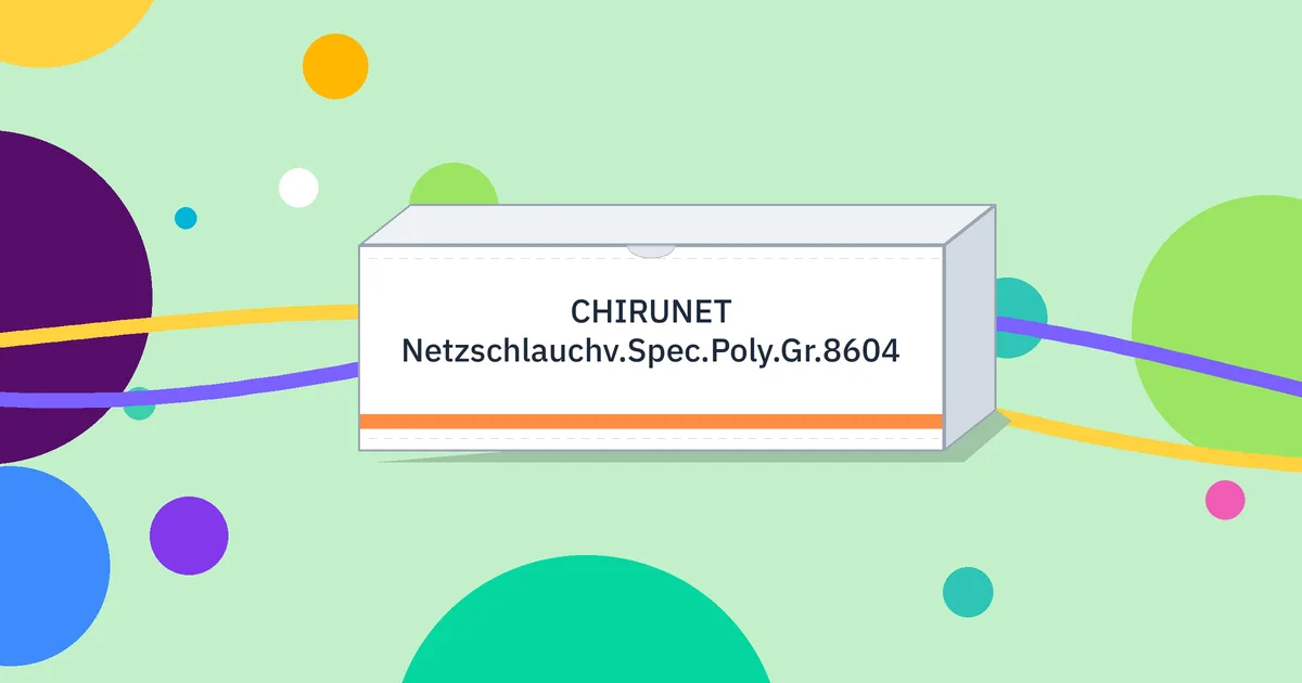 Symbolbild: Packung mit der Aufschrift CHIRUNET Netzschlauchv.Spec.Poly.Gr.8604 (PZN 08537024) – Verfügbarkeit und Bezug in Apotheken in Frankfurt am Main