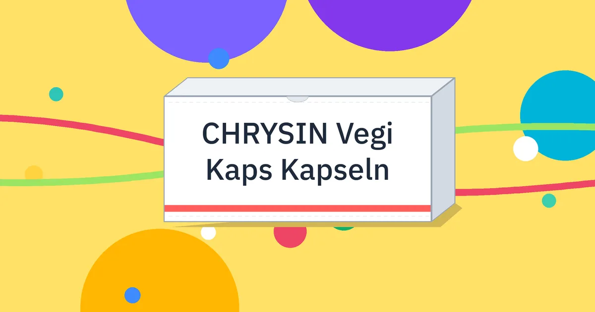 Symbolbild: Packung mit der Aufschrift CHRYSIN Vegi Kaps Kapseln (PZN 03436063) – Verfügbarkeit und Bezug in Apotheken in Frankfurt am Main