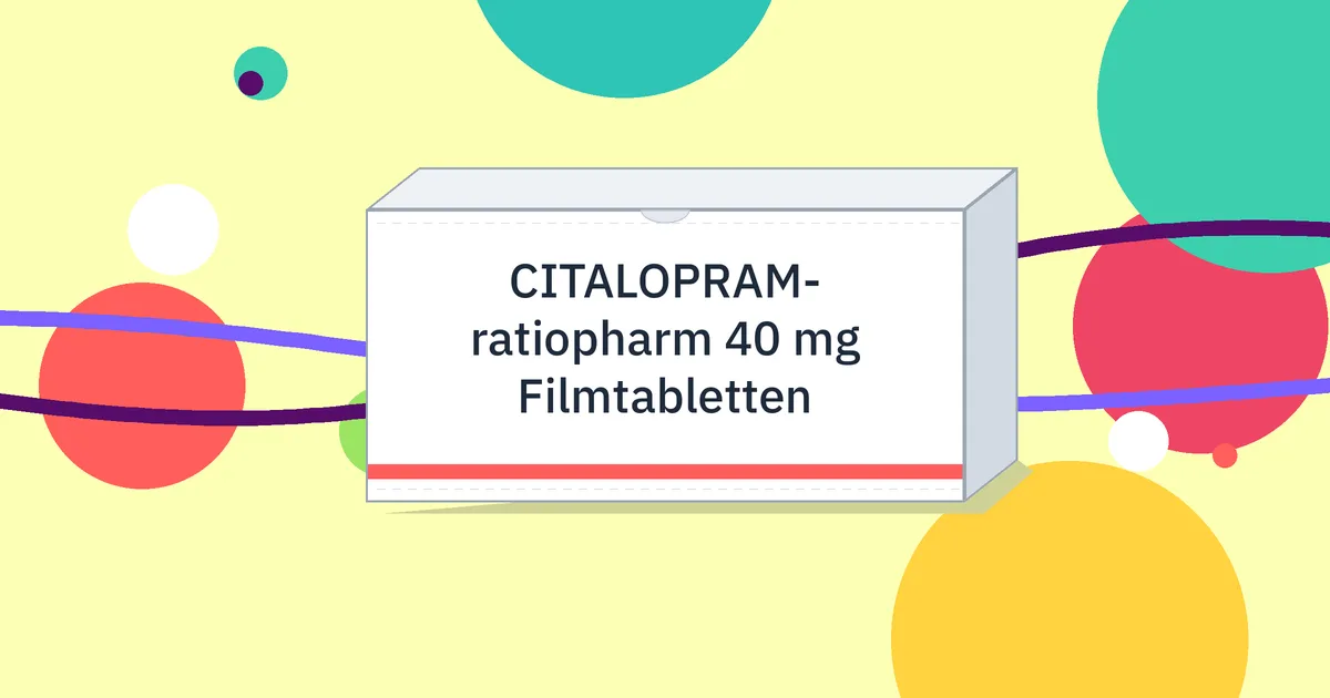 Symbolbild: Packung mit der Aufschrift CITALOPRAM-ratiopharm 40 mg Filmtabletten (PZN 01409501) – Verfügbarkeit und Bezug in Apotheken in Frankfurt am Main
