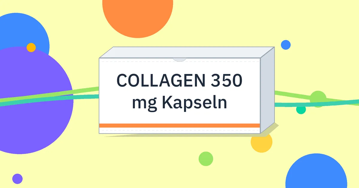 Symbolbild: Packung mit der Aufschrift COLLAGEN 350 mg Kapseln (PZN 15191187) – Verfügbarkeit und Bezug in Apotheken in Frankfurt am Main
