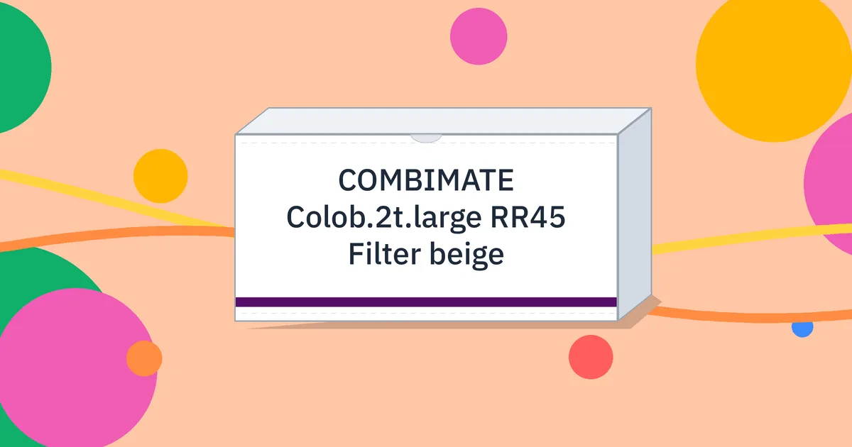 Symbolbild: Packung mit der Aufschrift COMBIMATE Colob.2t.large RR45 Filter beige (PZN 03738479) – Verfügbarkeit und Bezug in Apotheken in Frankfurt am Main