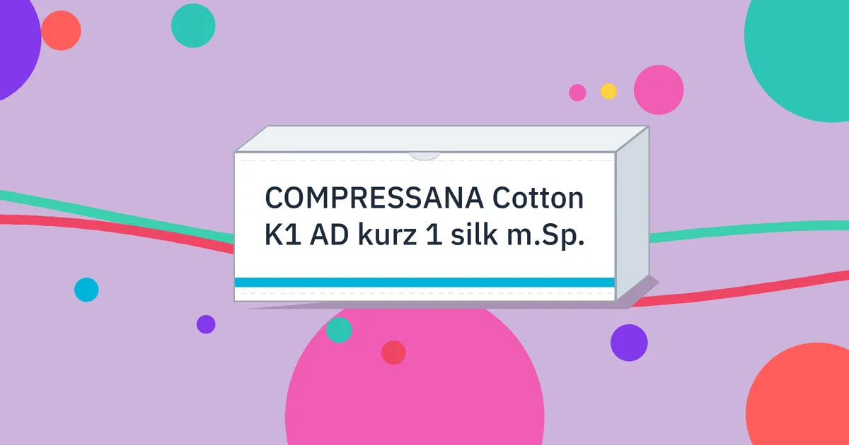 Symbolbild: Packung mit der Aufschrift COMPRESSANA Cotton K1 AD kurz 1 silk m.Sp. (PZN 10215753) – Verfügbarkeit und Bezug in Apotheken in Frankfurt am Main
