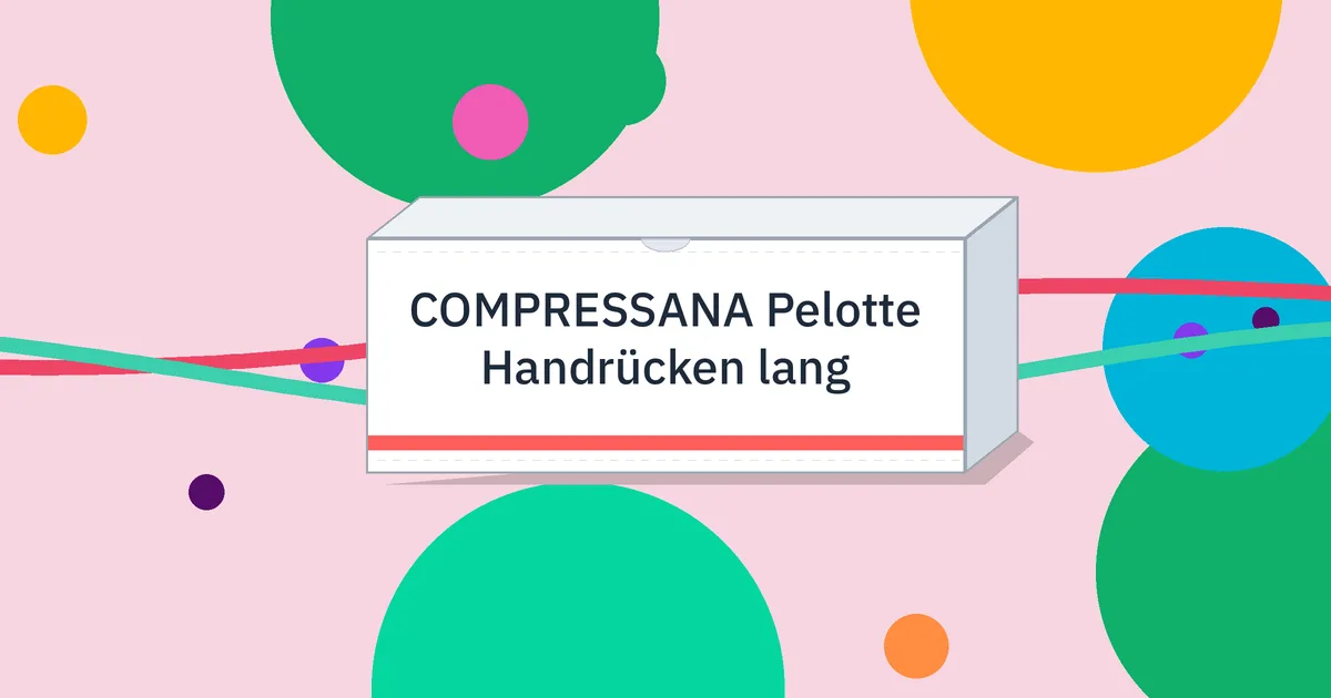Symbolbild: Packung mit der Aufschrift COMPRESSANA Pelotte Handrücken lang (PZN 07216387) – Verfügbarkeit und Bezug in Apotheken in Frankfurt am Main