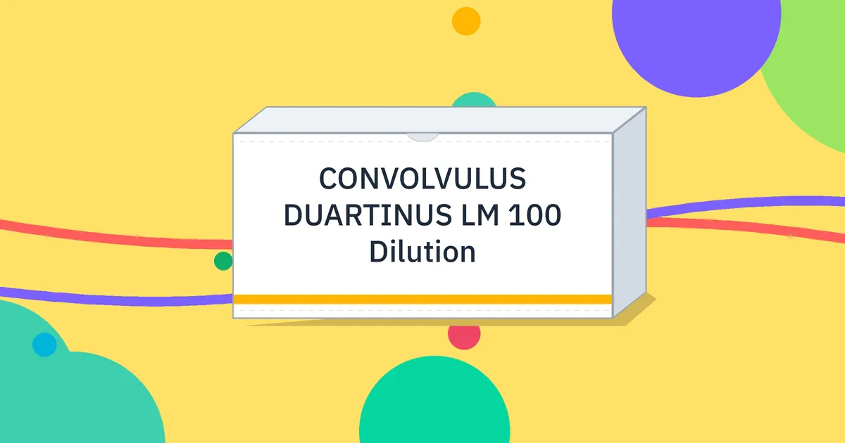 Symbolbild: Packung mit der Aufschrift CONVOLVULUS DUARTINUS LM 100 Dilution (PZN 13450928) – Verfügbarkeit und Bezug in Apotheken in Frankfurt am Main