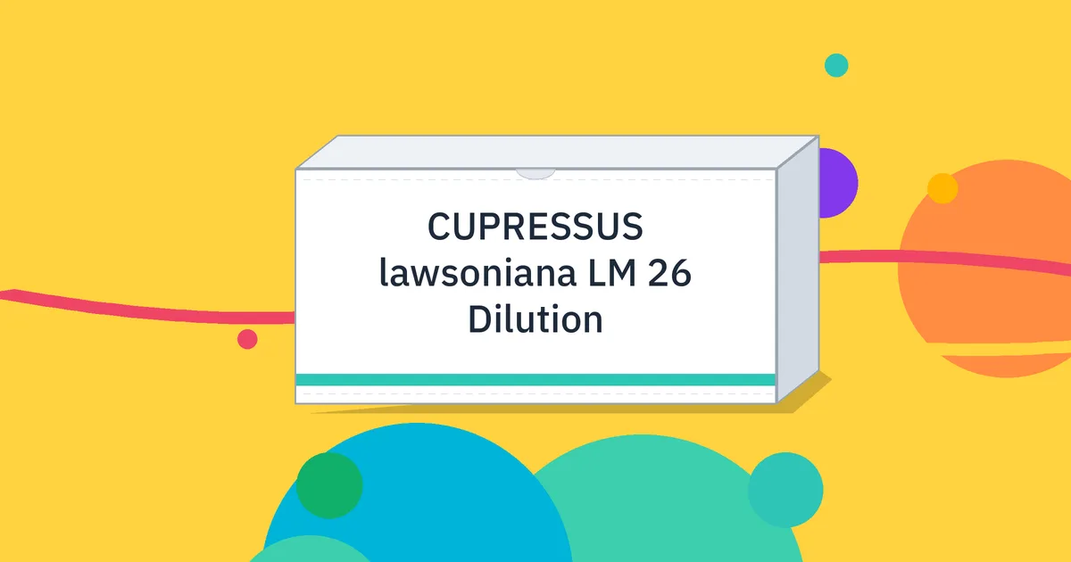 Symbolbild: Packung mit der Aufschrift CUPRESSUS lawsoniana LM 26 Dilution (PZN 13457899) – Verfügbarkeit und Bezug in Apotheken in Frankfurt am Main