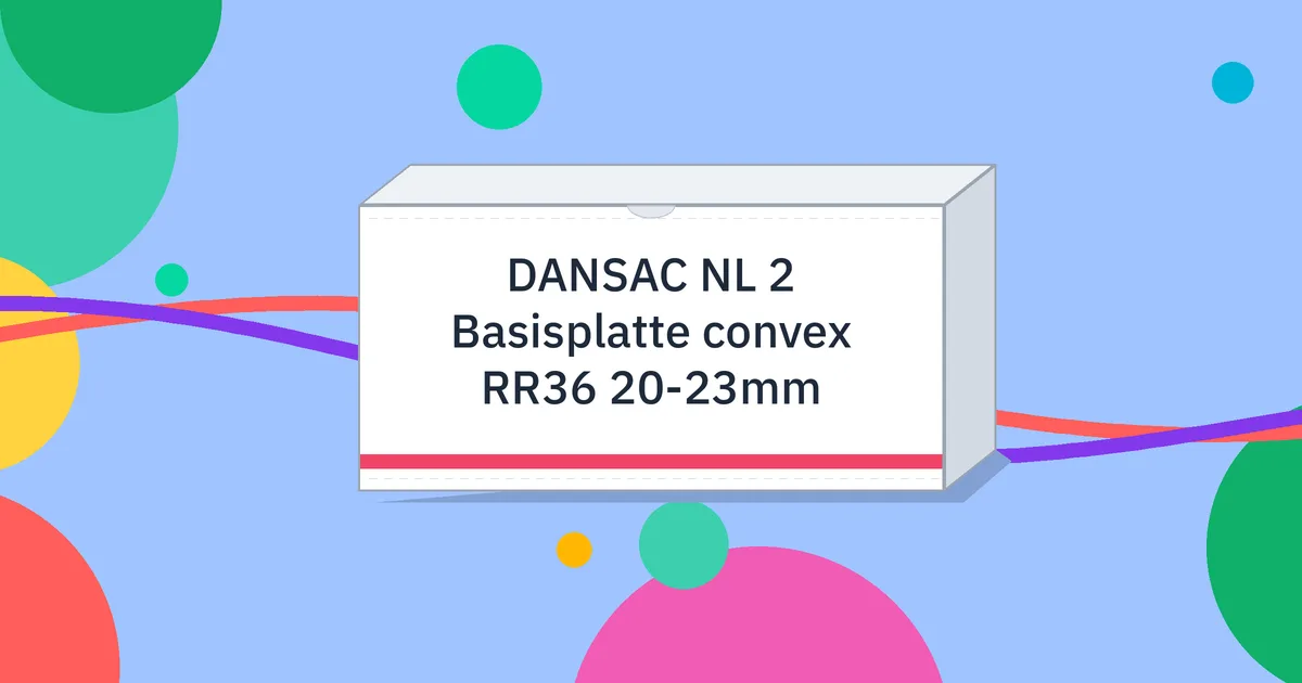 Symbolbild: Packung mit der Aufschrift DANSAC NL 2 Basisplatte convex RR36 20-23mm (PZN 09427711) – Verfügbarkeit und Bezug in Apotheken in Frankfurt am Main