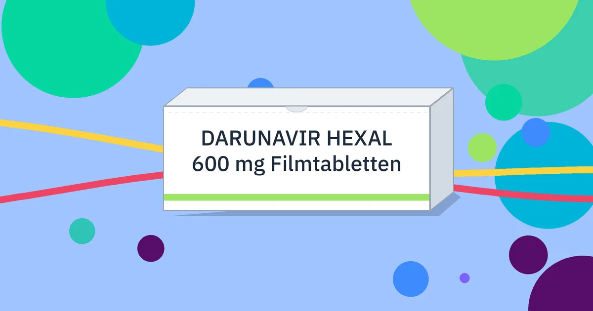 Symbolbild: Packung mit der Aufschrift DARUNAVIR HEXAL 600 mg Filmtabletten (PZN 14242669) – Verfügbarkeit und Bezug in Apotheken in Frankfurt am Main