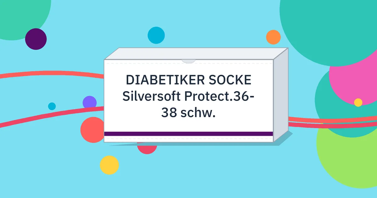 Symbolbild: Packung mit der Aufschrift DIABETIKER SOCKE Silversoft Protect.36-38 schw. (PZN 02040251) – Verfügbarkeit und Bezug in Apotheken in Frankfurt am Main