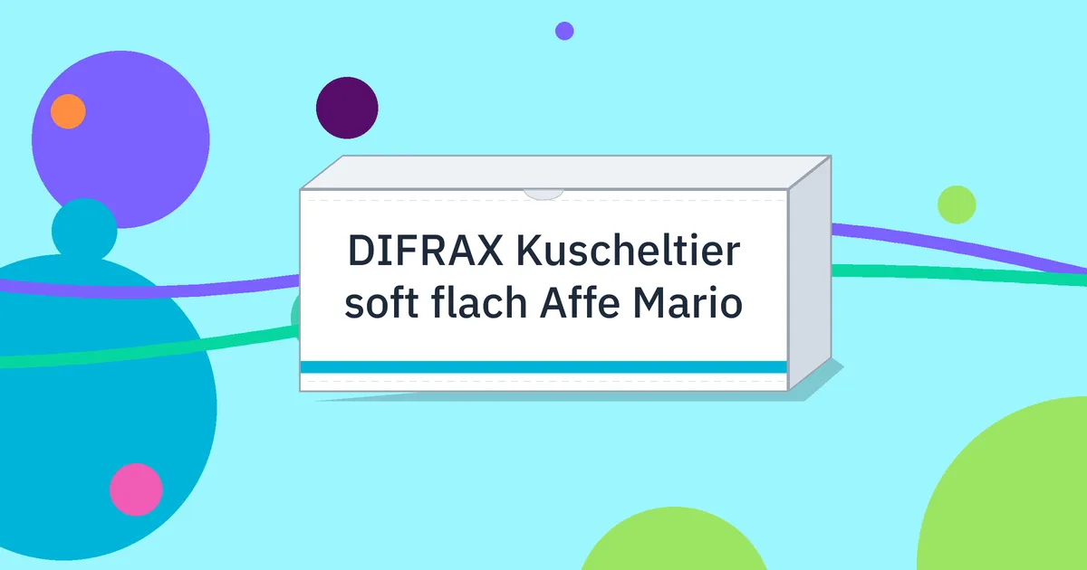 Symbolbild: Packung mit der Aufschrift DIFRAX Kuscheltier soft flach Affe Mario (PZN 15734268) – Verfügbarkeit und Bezug in Apotheken in Frankfurt am Main