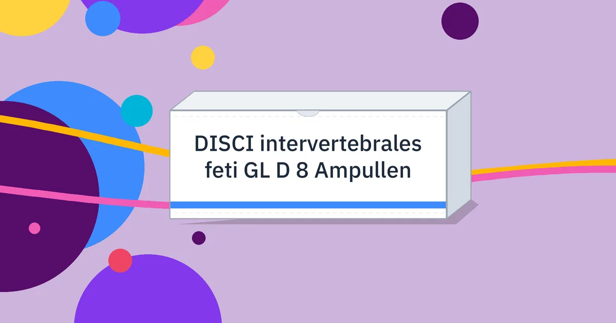 Symbolbild: Packung mit der Aufschrift DISCI intervertebrales feti GL D 8 Ampullen (PZN 04617476) – Verfügbarkeit und Bezug in Apotheken in Frankfurt am Main