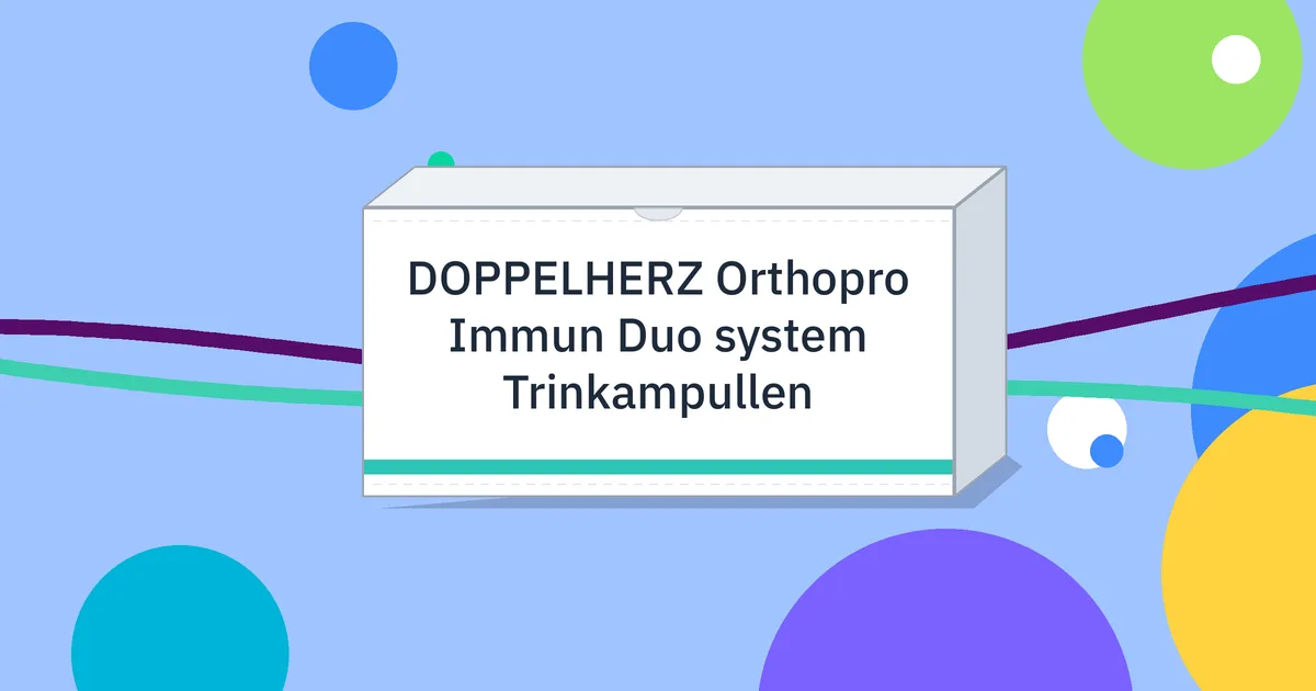 Symbolbild: Packung mit der Aufschrift DOPPELHERZ Orthopro Immun Duo system Trinkampullen (PZN 16852403) – Verfügbarkeit und Bezug in Apotheken in Frankfurt am Main
