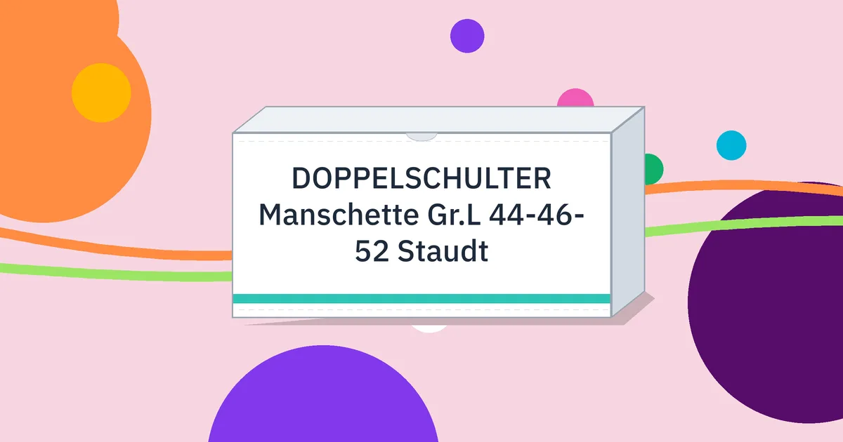 Symbolbild: Packung mit der Aufschrift DOPPELSCHULTER Manschette Gr.L 44-46-52 Staudt (PZN 11152670) – Verfügbarkeit und Bezug in Apotheken in Frankfurt am Main