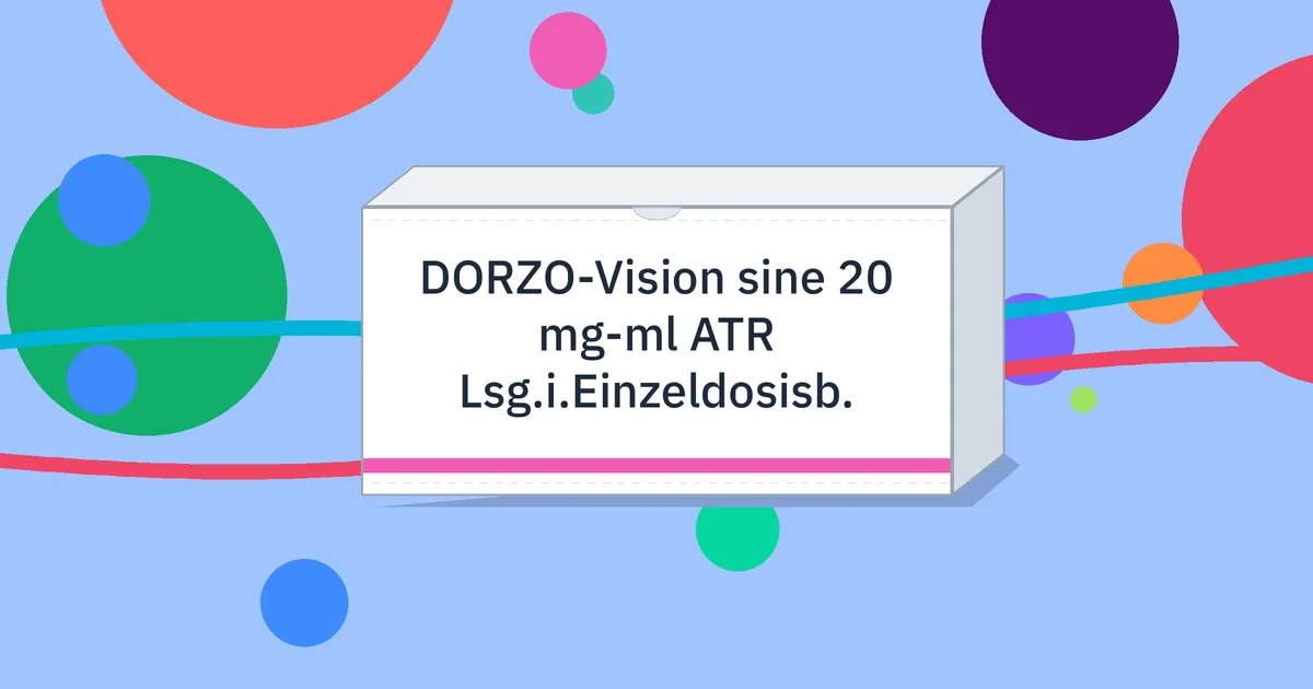 Symbolbild: Packung mit der Aufschrift DORZO-Vision sine 20 mg-ml ATR Lsg.i.Einzeldosisb. (PZN 11377469) – Verfügbarkeit und Bezug in Apotheken in Frankfurt am Main