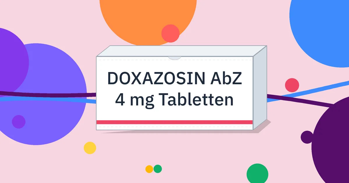 Symbolbild: Packung mit der Aufschrift DOXAZOSIN AbZ 4 mg Tabletten (PZN 01921558) – Verfügbarkeit und Bezug in Apotheken in Frankfurt am Main
