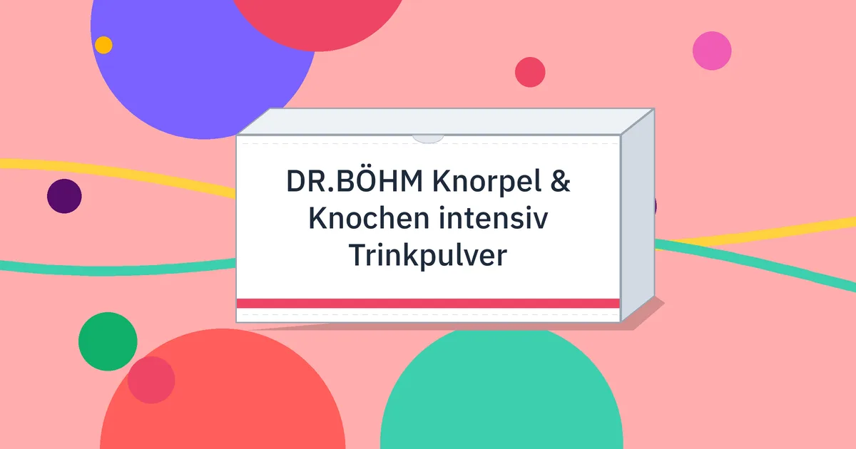 Symbolbild: Packung mit der Aufschrift DR.BÖHM Knorpel & Knochen intensiv Trinkpulver (PZN 19266918) – Verfügbarkeit und Bezug in Apotheken in Frankfurt am Main