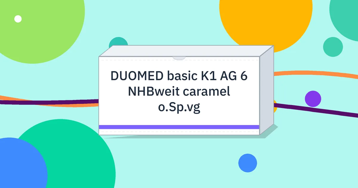 Symbolbild: Packung mit der Aufschrift DUOMED basic K1 AG 6 NHBweit caramel o.Sp.vg (PZN 20905625) – Verfügbarkeit und Bezug in Apotheken in Frankfurt am Main