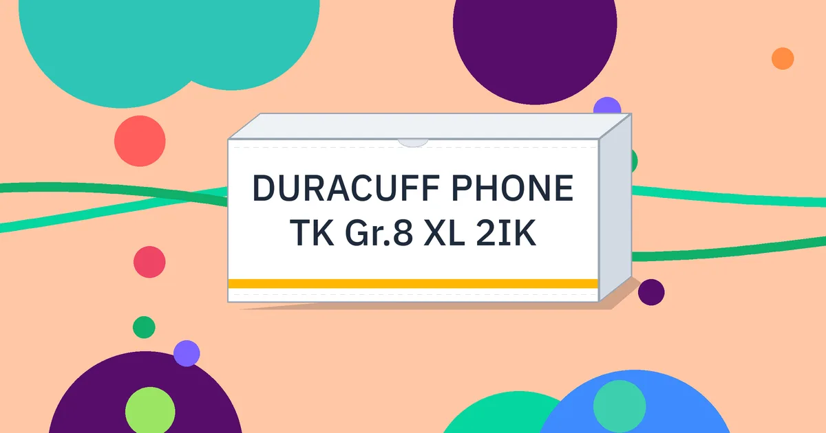 Symbolbild: Packung mit der Aufschrift DURACUFF PHONE TK Gr.8 XL 2IK (PZN 04963853) – Verfügbarkeit und Bezug in Apotheken in Frankfurt am Main