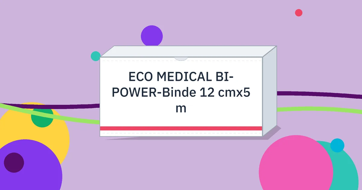 Symbolbild: Packung mit der Aufschrift ECO MEDICAL BI-POWER-Binde 12 cmx5 m (PZN 10184308) – Verfügbarkeit und Bezug in Apotheken in Frankfurt am Main