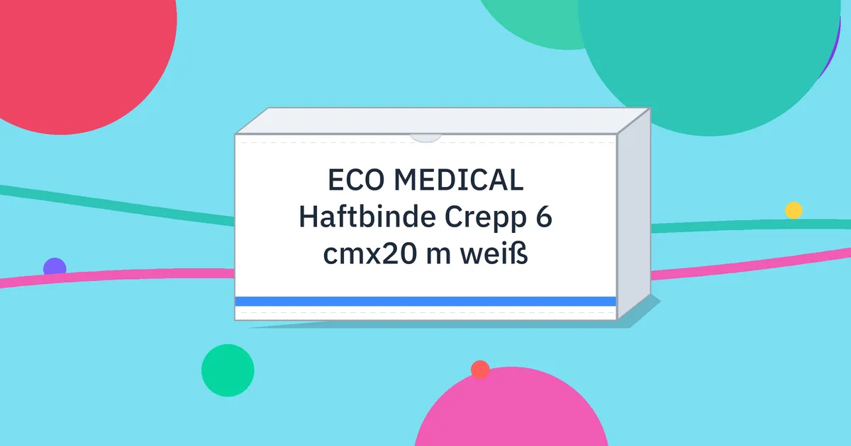 Symbolbild: Packung mit der Aufschrift ECO MEDICAL Haftbinde Crepp 6 cmx20 m weiß (PZN 00747756) – Verfügbarkeit und Bezug in Apotheken in Frankfurt am Main