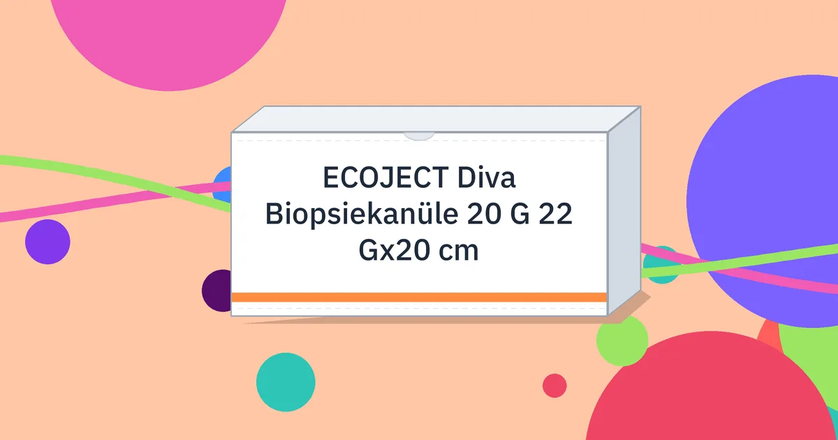 Symbolbild: Packung mit der Aufschrift ECOJECT Diva Biopsiekanüle 20 G 22 Gx20 cm (PZN 06125547) – Verfügbarkeit und Bezug in Apotheken in Frankfurt am Main