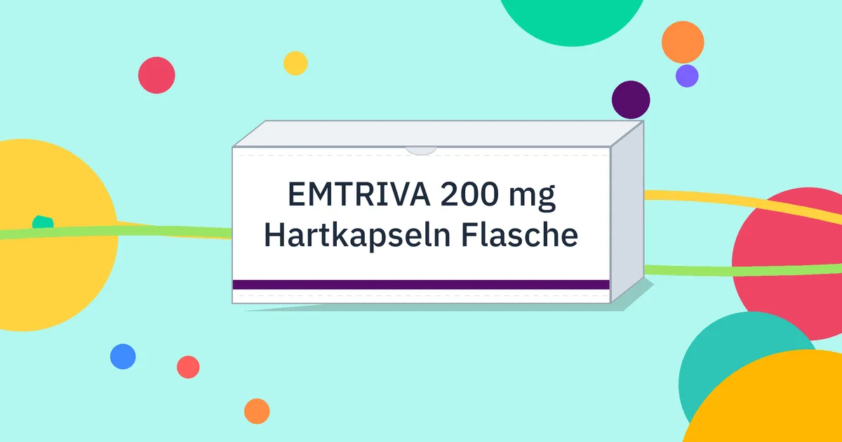 Symbolbild: Packung mit der Aufschrift EMTRIVA 200 mg Hartkapseln Flasche (PZN 02286012) – Verfügbarkeit und Bezug in Apotheken in Frankfurt am Main