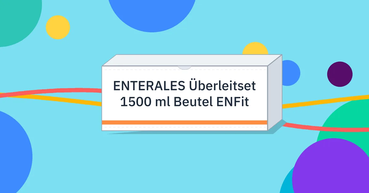 Symbolbild: Packung mit der Aufschrift ENTERALES Überleitset 1500 ml Beutel ENFit (PZN 19147852) – Verfügbarkeit und Bezug in Apotheken in Frankfurt am Main