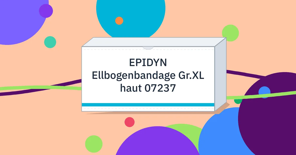 Symbolbild: Packung mit der Aufschrift EPIDYN Ellbogenbandage Gr.XL haut 07237 (PZN 04821797) – Verfügbarkeit und Bezug in Apotheken in Frankfurt am Main