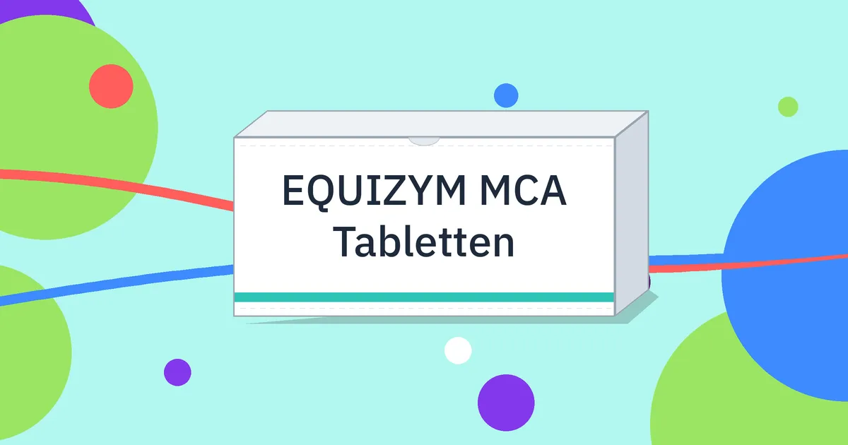 Symbolbild: Packung mit der Aufschrift EQUIZYM MCA Tabletten (PZN 06640019) – Verfügbarkeit und Bezug in Apotheken in Frankfurt am Main