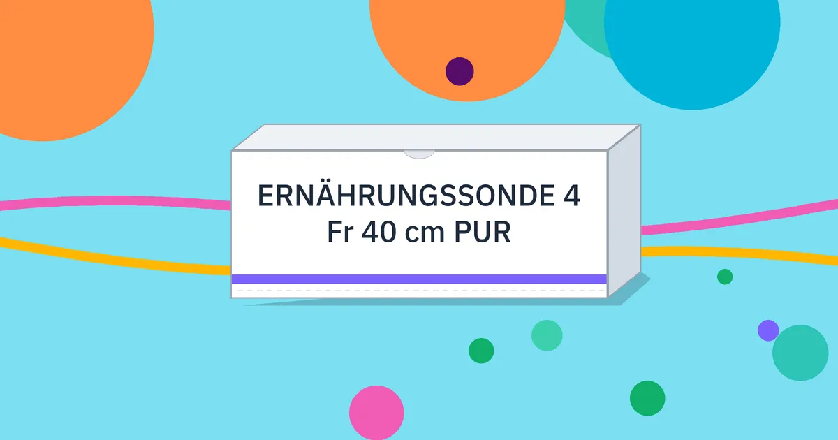 Symbolbild: Packung mit der Aufschrift ERNÄHRUNGSSONDE 4 Fr 40 cm PUR (PZN 00975032) – Verfügbarkeit und Bezug in Apotheken in Frankfurt am Main