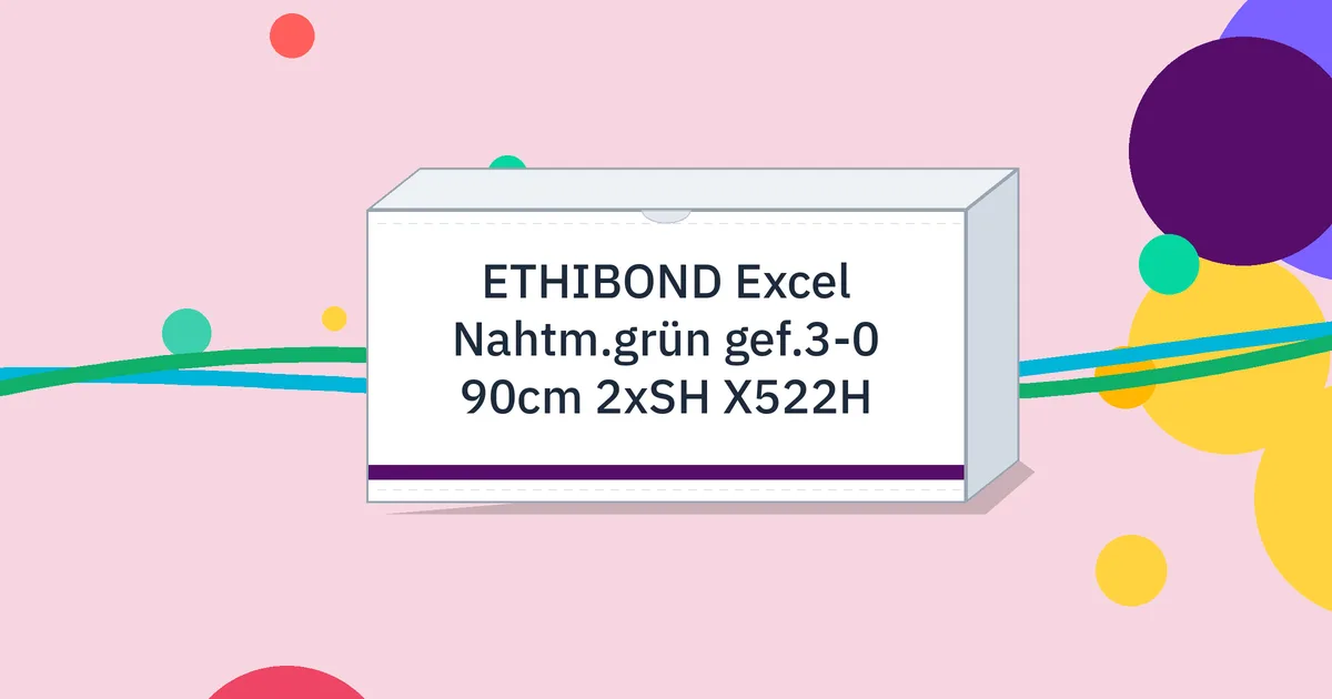 Symbolbild: Packung mit der Aufschrift ETHIBOND Excel Nahtm.grün gef.3-0 90cm 2xSH X522H (PZN 20896234) – Verfügbarkeit und Bezug in Apotheken in Frankfurt am Main