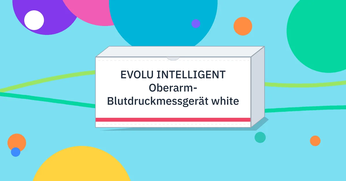 Symbolbild: Packung mit der Aufschrift EVOLU INTELLIGENT Oberarm-Blutdruckmessgerät white (PZN 20391770) – Verfügbarkeit und Bezug in Apotheken in Frankfurt am Main
