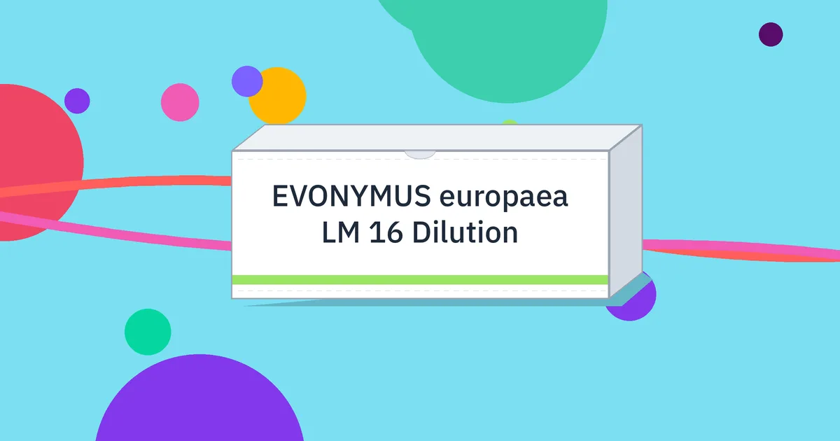 Symbolbild: Packung mit der Aufschrift EVONYMUS europaea LM 16 Dilution (PZN 13484689) – Verfügbarkeit und Bezug in Apotheken in Frankfurt am Main