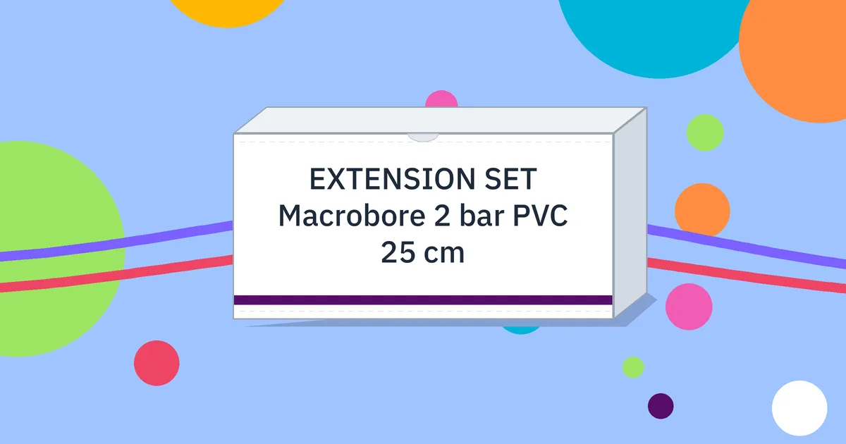 Symbolbild: Packung mit der Aufschrift EXTENSION SET Macrobore 2 bar PVC 25 cm (PZN 18837081) – Verfügbarkeit und Bezug in Apotheken in Frankfurt am Main