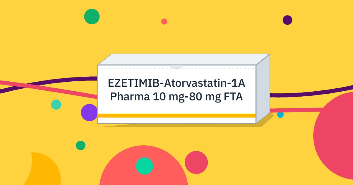 Symbolbild: Packung mit der Aufschrift EZETIMIB-Atorvastatin-1A Pharma 10 mg-80 mg FTA (PZN 19238359) – Verfügbarkeit und Bezug in Apotheken in Frankfurt am Main