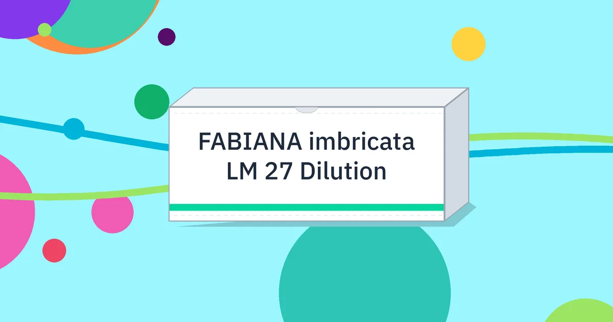 Symbolbild: Packung mit der Aufschrift FABIANA imbricata LM 27 Dilution (PZN 13485737) – Verfügbarkeit und Bezug in Apotheken in Frankfurt am Main