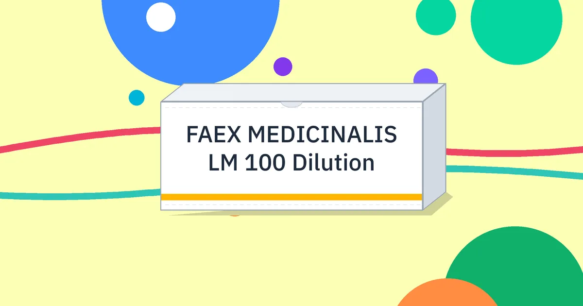 Symbolbild: Packung mit der Aufschrift FAEX MEDICINALIS LM 100 Dilution (PZN 13486323) – Verfügbarkeit und Bezug in Apotheken in Frankfurt am Main