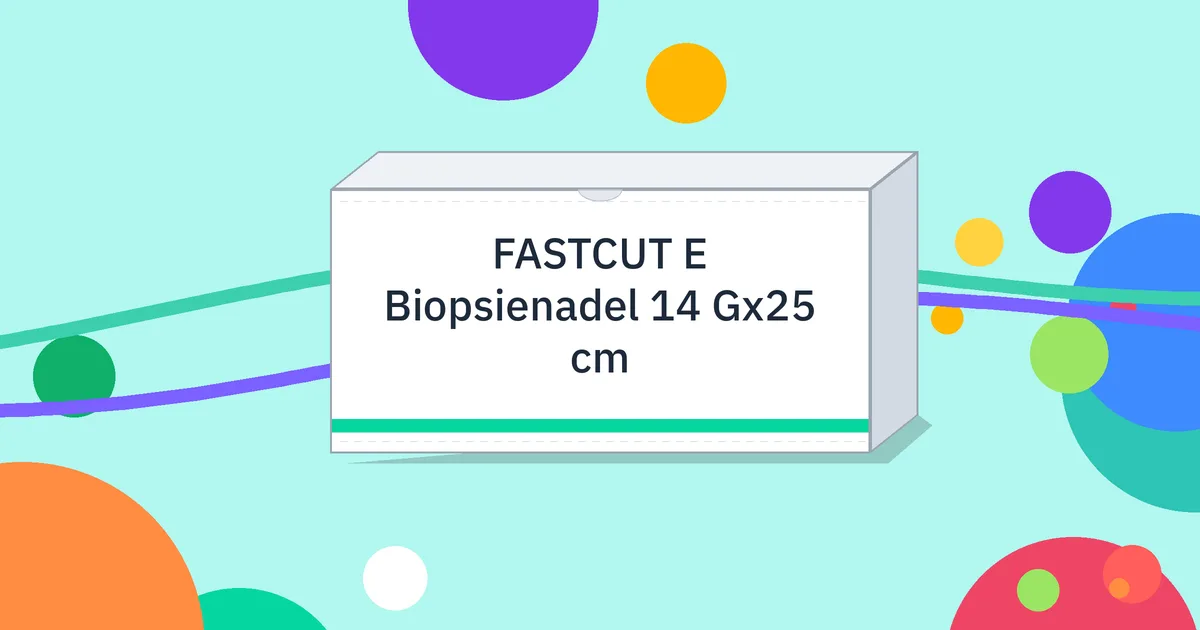 Symbolbild: Packung mit der Aufschrift FASTCUT E Biopsienadel 14 Gx25 cm (PZN 16946647) – Verfügbarkeit und Bezug in Apotheken in Frankfurt am Main