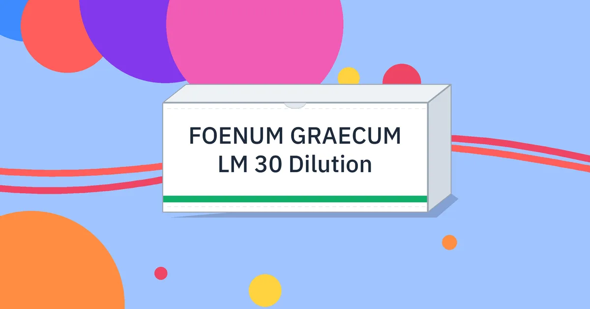 Symbolbild: Packung mit der Aufschrift FOENUM GRAECUM LM 30 Dilution (PZN 13490394) – Verfügbarkeit und Bezug in Apotheken in Frankfurt am Main
