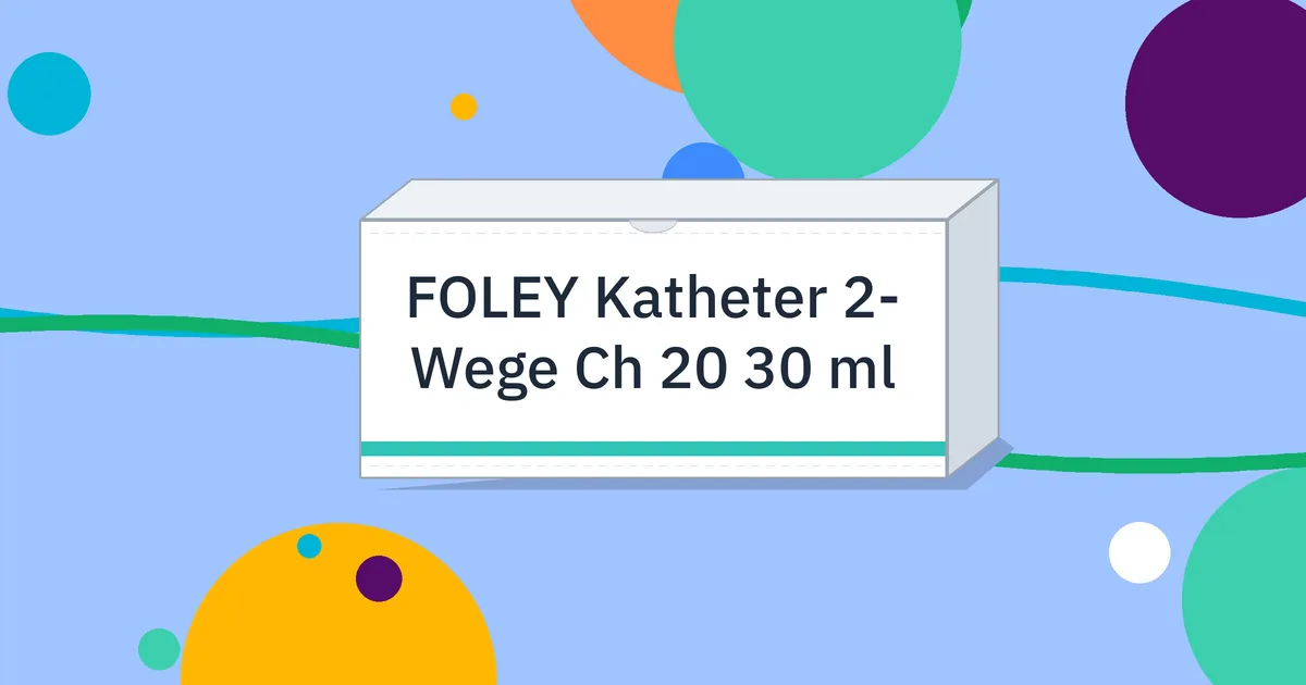 Symbolbild: Packung mit der Aufschrift FOLEY Katheter 2-Wege Ch 20 30 ml (PZN 04366040) – Verfügbarkeit und Bezug in Apotheken in Frankfurt am Main