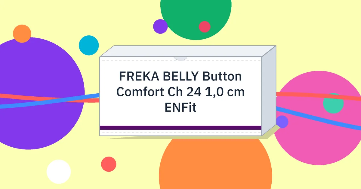 Symbolbild: Packung mit der Aufschrift FREKA BELLY Button Comfort Ch 24 1,0 cm ENFit (PZN 11487011) – Verfügbarkeit und Bezug in Apotheken in Frankfurt am Main
