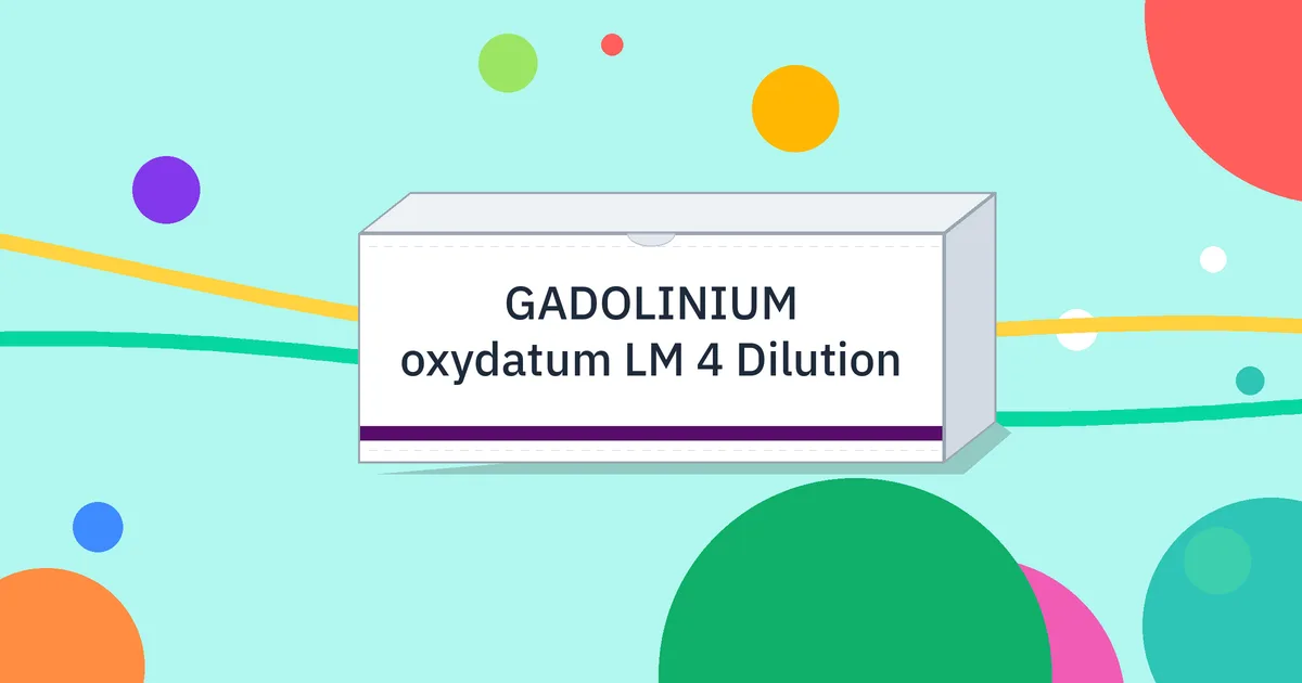 Symbolbild: Packung mit der Aufschrift GADOLINIUM oxydatum LM 4 Dilution (PZN 13494268) – Verfügbarkeit und Bezug in Apotheken in Frankfurt am Main